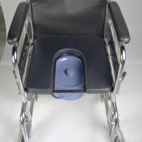 China Commode Folding Steel Wheelchair with Solid Castor and Rear Wheel 2-in-1 for sale
