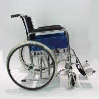 China Easycare Folding Steel Wheelchair 46cm Seat Detachable Armrest Footrest Commode for sale