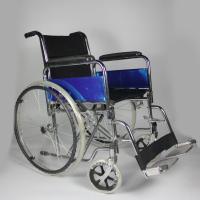 China Easycare Folding Steel Wheelchair 46cm Seat Detachable Armrest Footrest Commode for sale