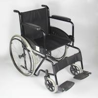 China Standard Manual Folding Steel Wheelchair 100kg Capacity 87cm Height Medical Equipment for sale