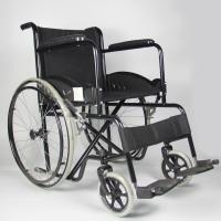 China Standard Manual Folding Steel Wheelchair 100kg Capacity 87cm Height Medical Equipment for sale