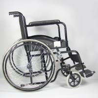 China Standard Manual Folding Steel Wheelchair 100kg Capacity 87cm Height Medical Equipment for sale