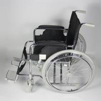 China Robust Double Crossbar Folding Steel Wheelchair Black Customizable for sale
