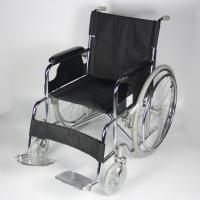 China Robust Double Crossbar Folding Steel Wheelchair Black Customizable for sale