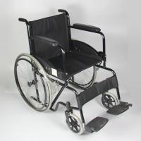 China Folding Steel Wheelchair with Powder Coating Frame Solid Wheels 110kg Capacity for sale