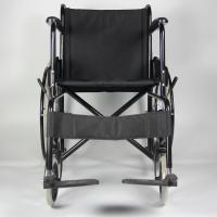 China Folding Steel Wheelchair with Powder Coating Frame Solid Wheels 110kg Capacity for sale