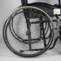 China Folding Steel Wheelchair with Powder Coating Frame Solid Wheels 110kg Capacity for sale