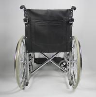 China Custom Color Folding Steel Wheelchair with Detachable Footrest Flip Back PU Seat 22 Inch for sale