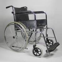 China Custom Color Folding Steel Wheelchair with Detachable Footrest Flip Back PU Seat 22 Inch for sale