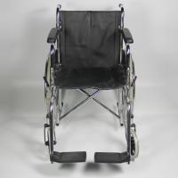China Custom Color Folding Steel Wheelchair with Detachable Footrest Flip Back PU Seat 22 Inch for sale