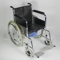 China 2 in 1 Folding Steel Wheelchair with Removable Seat Cushion and Toilet Bowl Commode Chair for sale