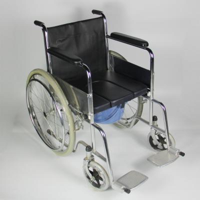 China 2 in 1 Folding Steel Wheelchair with Removable Seat Cushion and Toilet Bowl Commode Chair for sale