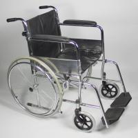 China Folding Steel Wheelchair with Detachable Footrest Flip Back PU Seat 8 Inch Solid Castor for sale