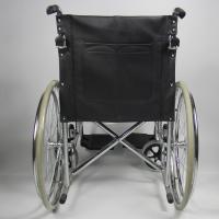China Folding Steel Wheelchair with Detachable Footrest Flip Back PU Seat 8 Inch Solid Castor for sale