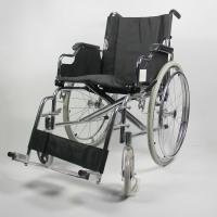 China Folding Steel Wheelchair 100kg Capacity Flip Up Armrest Detachable Footrest Easy Carry for sale