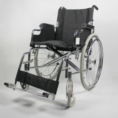 China Folding Steel Wheelchair 100kg Capacity Flip Up Armrest Detachable Footrest Easy Carry for sale