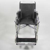 China Folding Steel Wheelchair 100kg Capacity Drop Back Detachable Footrest Easy Storage for sale