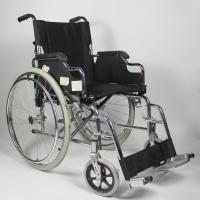 China Folding Steel Wheelchair 100kg Capacity Drop Back Detachable Footrest Easy Storage for sale