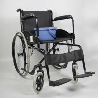 China Barebone Folding Steel Wheelchair Solid Castor 20 Inch Rear Wheel Easy Assemble for sale