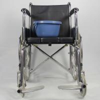 China Two In One Multifunctional Folding Steel Wheelchair Commode Chair with Toilet Bowl 609U for sale