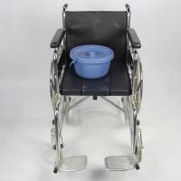 China Two In One Multifunctional Folding Steel Wheelchair Commode Chair with Toilet Bowl 609U for sale