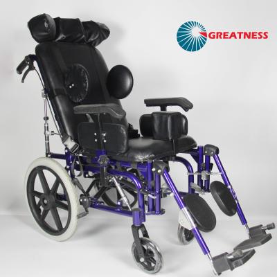 China Pediatric Transport Aluminum Manual Wheelchair for Children Reclining High Back 38-44cm Seat Width 75kg Capacity for sale