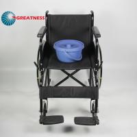 China Folding Steel Wheelchair with Fixed Footrest Solid Castor 8 Inch Rear Wheel for sale