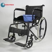 China Folding Steel Wheelchair with Fixed Footrest Solid Castor 8 Inch Rear Wheel for sale