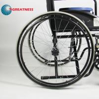 China Folding Steel Wheelchair with Fixed Footrest Solid Castor 8 Inch Rear Wheel for sale