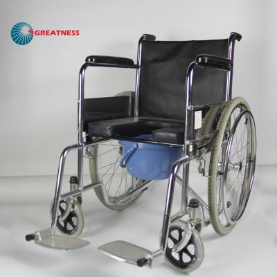 China 2 in 1 Folding Steel Wheelchair with Removable Toilet Bowl Commode Chair 609U for sale