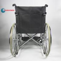 China Custom Color Folding Steel Wheelchair with Detachable Footrest and Flip Back Seat for sale