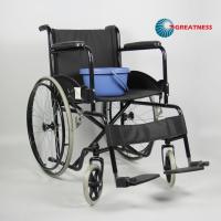 China Folding Steel Wheelchair with Solid Castor and Rear Wheel for Home Use for sale