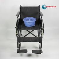 China Folding Steel Wheelchair with Solid Castor and Rear Wheel for Home Use for sale