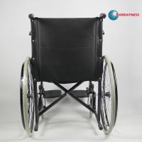 China Folding Steel Wheelchair with Solid Castor and Rear Wheel for Home Use for sale
