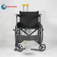 China Folding Steel Wheelchair with Solid Castors and Black Powder Coating Frame for sale