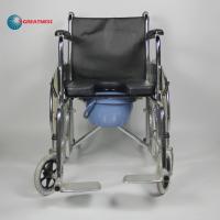 China Folding Steel Wheelchair 2 in 1 Commode Chair with Toilet Bowl Customizable for sale