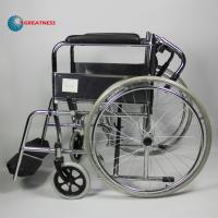 China Folding Steel Wheelchair with Detachable Footrest Flip Back Seat 24 Inch Solid Rear Wheel for sale