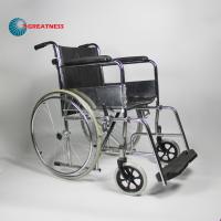 China Folding Steel Wheelchair with Detachable Footrest Flip Back Seat 24 Inch Solid Rear Wheel for sale