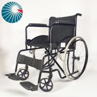 China Steel Wheelchair Powder Coated Frame Folding Fixed Armrest Footrest Bulk for sale