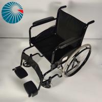 China Steel Wheelchair Powder Coated Frame Folding Fixed Armrest Footrest Bulk for sale