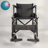 China Steel Wheelchair Powder Coated Frame Folding Fixed Armrest Footrest Bulk for sale