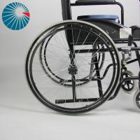 China 46cm Seat Width Folding Steel Wheelchair 100kg Capacity Black Powder Coating for sale