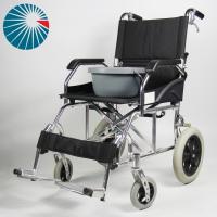China Lightweight Aluminum Folding Wheelchair for Elderly Travel with Solid Castor and Pneumatic Rear Wheel for sale