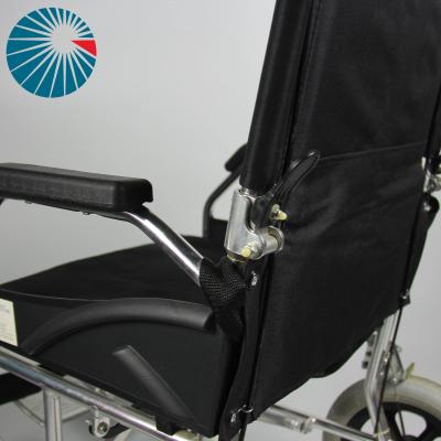 China Lightweight Aluminum Folding Wheelchair for Elderly Travel with Solid Castor and Pneumatic Rear Wheel for sale