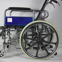 China Solid Multi-Functional High Backrest Foldable Wheelchair with Commode 100kg Capacity 44cm Seat Width for sale