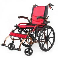 China Aluminum Lightweight Foldable Manual Wheelchair 100kg Capacity 8in Front 24in Rear Wheels for sale