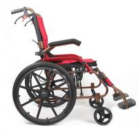 China Aluminum Lightweight Foldable Manual Wheelchair 100kg Capacity 8in Front 24in Rear Wheels for sale