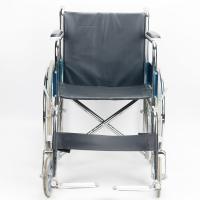 China Chrome Steel Frame Folding Manual Wheelchair 24 Inch Rear Wheels 100kg Capacity for sale