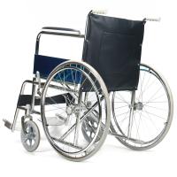 China Chrome Steel Frame Folding Manual Wheelchair 24 Inch Rear Wheels 100kg Capacity for sale