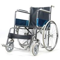 China Chrome Steel Frame Folding Manual Wheelchair 24 Inch Rear Wheels 100kg Capacity for sale